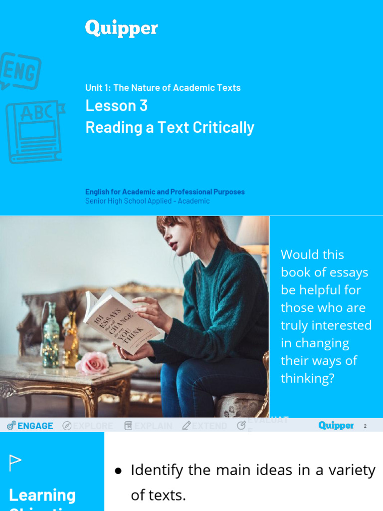 EAP11_12_Unit-1_Lesson-3_Reading-a-Text-Critically (2) | PDF ...