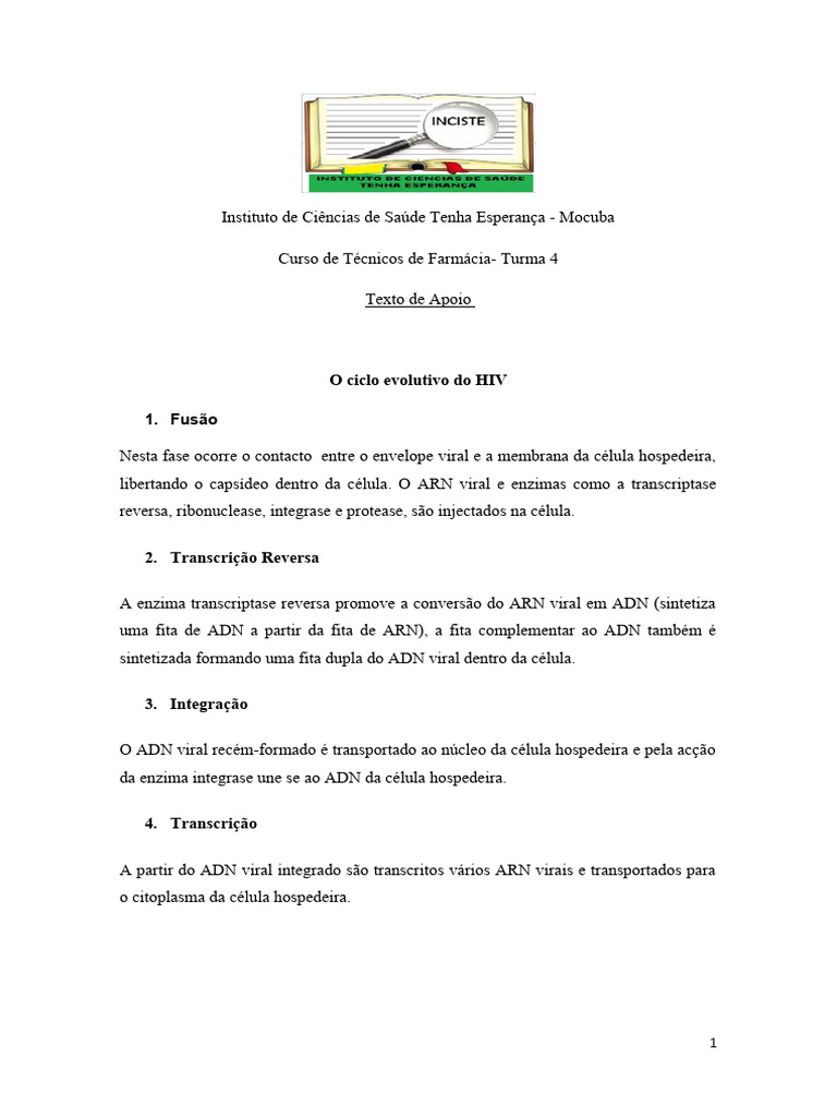 Aula Sobre ARVs Tf4 | PDF | Vírus | HIV