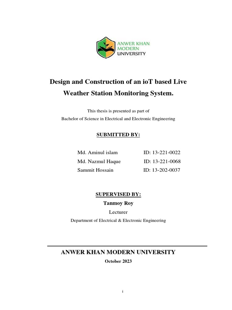 Iot Based Live Weather Station Monitoring System | PDF | Diode | Rectifier