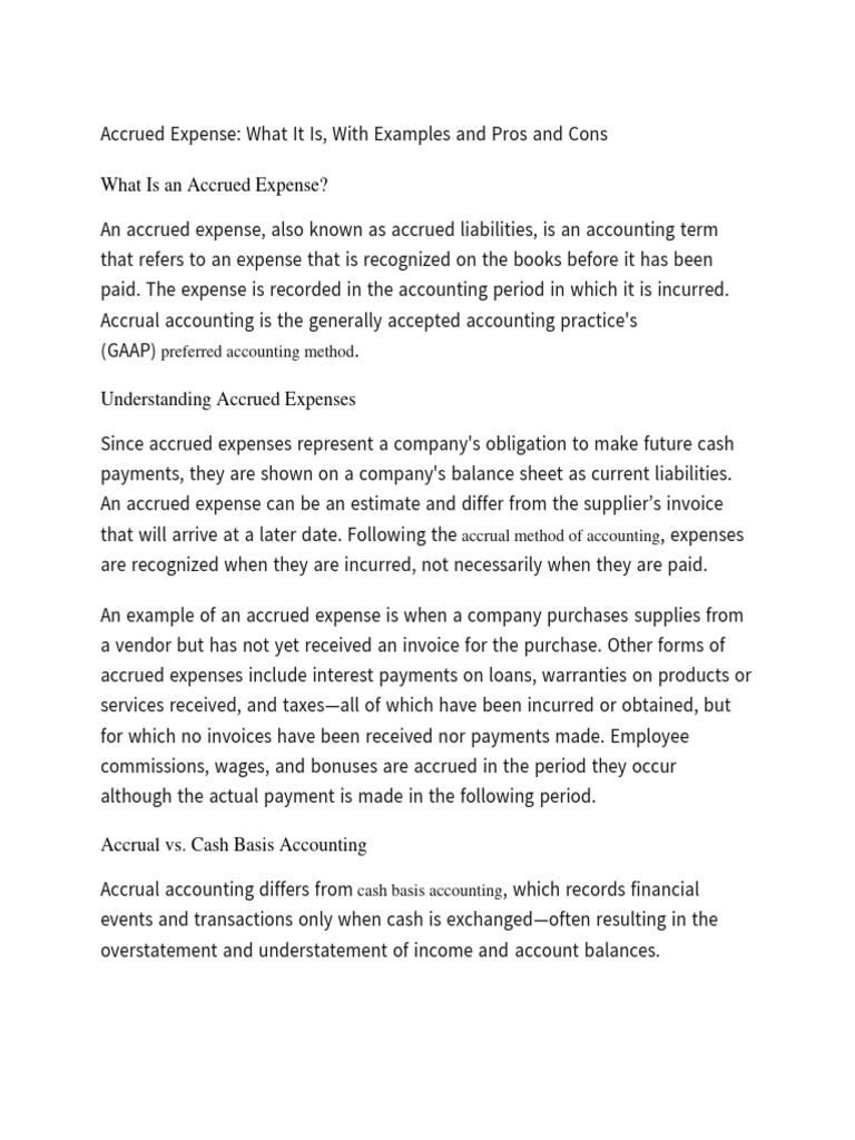 Accrued Expense Theories and Functions | PDF | Accrual | Debits And Credits