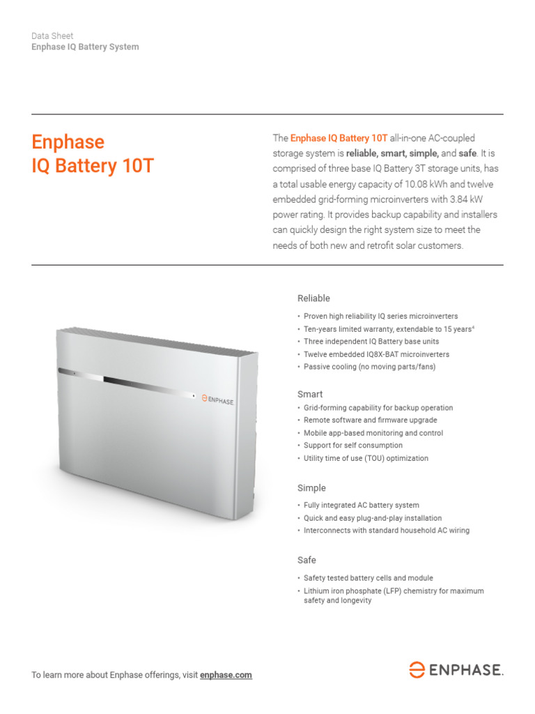 IQ Battery 10T DS EN US 10 19 2021 | PDF | Electricity | Electric Power
