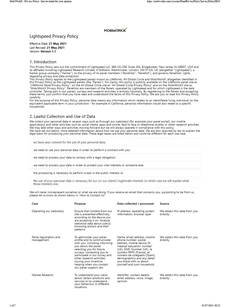 MobiWorkX Lightspeed Privacy Policy | PDF | Http Cookie | Social Media