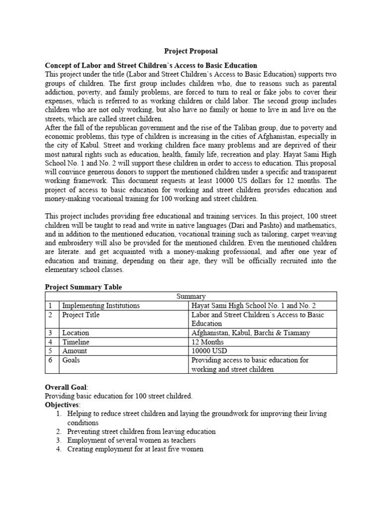 Project Proposal | PDF | Teachers