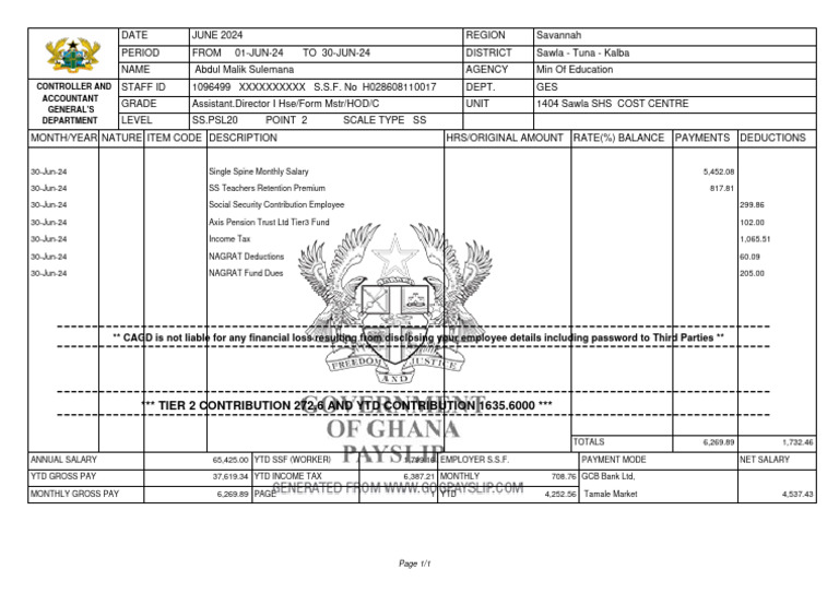 1096499_June_2024_payslip | Download Free PDF | Salary | Income Tax