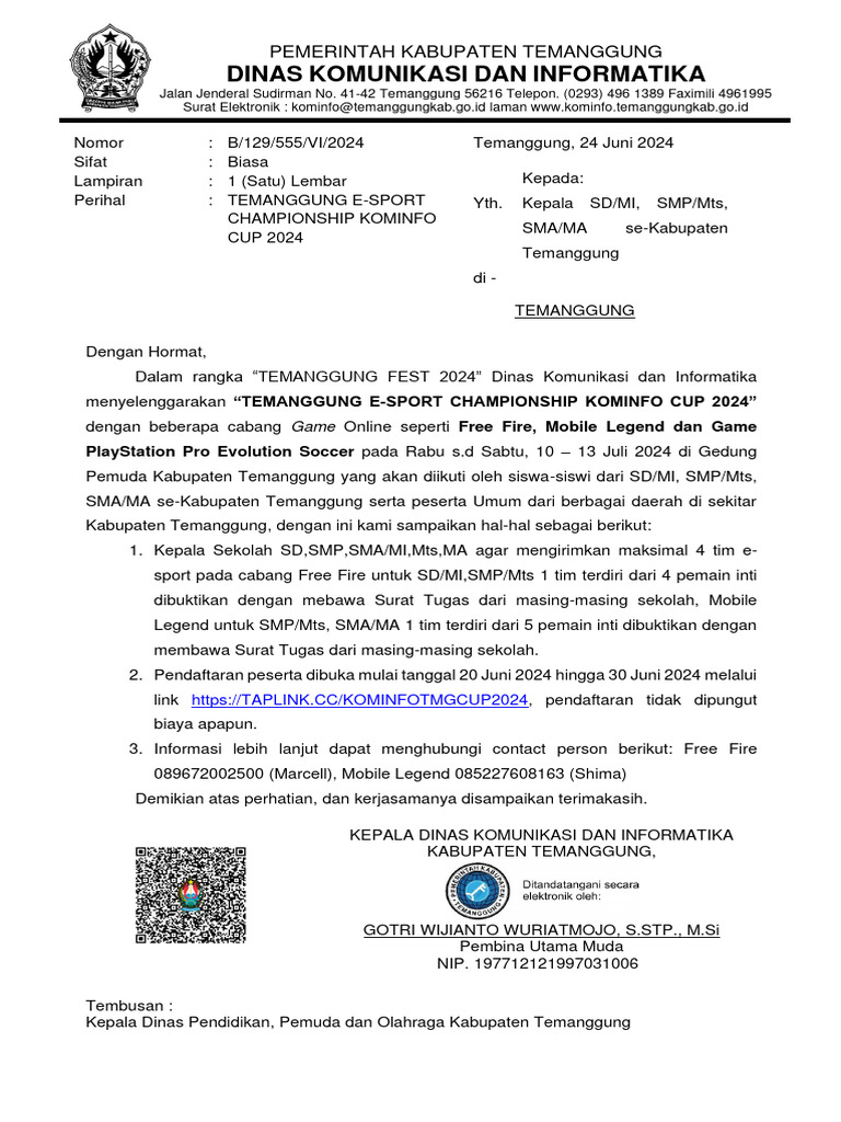 Surat SD SMP SMA E-Sport - Sign | PDF