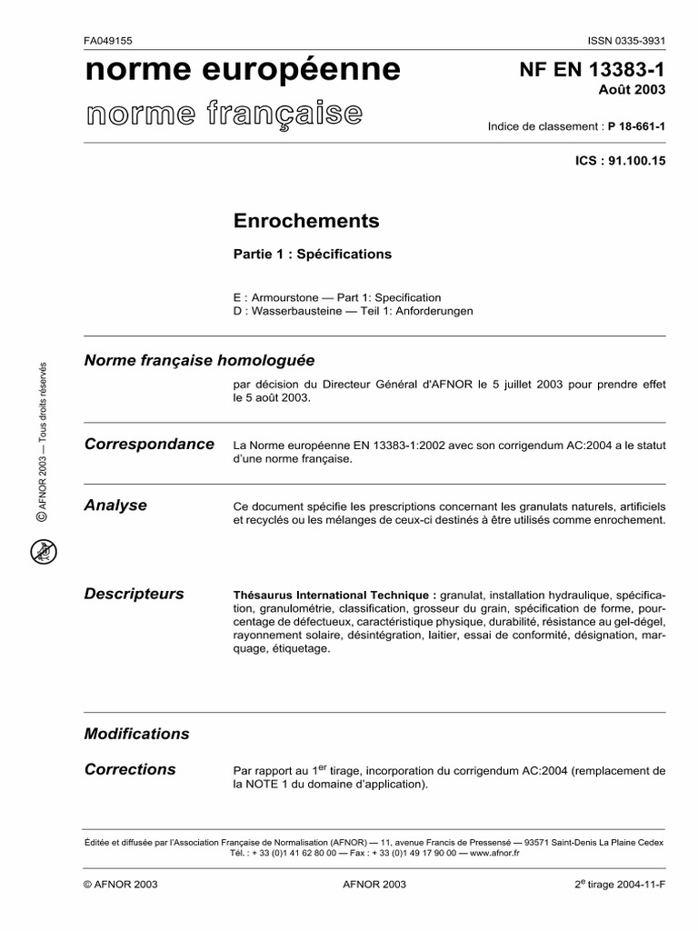 NF en 13-383-1 | PDF