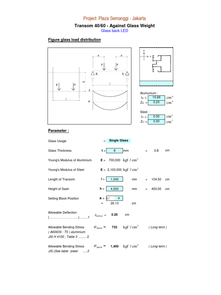 Plaza Semanggi - Perhitungan Transom 40.60 | PDF | Building Engineering ...