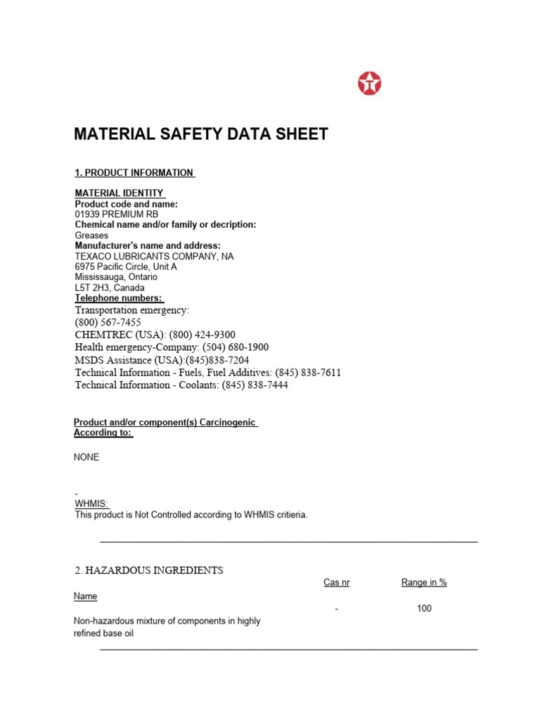 Material Safety Data Sheet | PDF | Toxicity | Chemical Substances