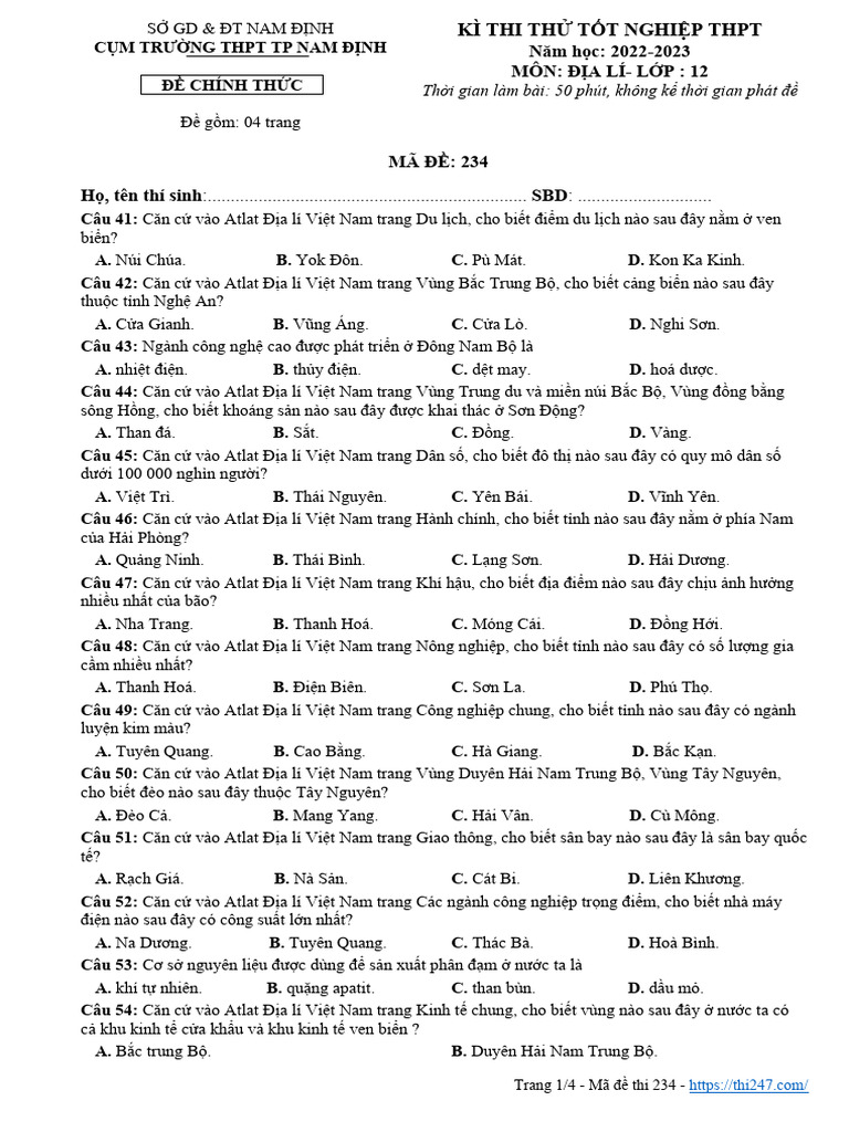 de-thi-thu-tot-nghiep-thpt-2023-mon-dia-li-cum-truong-thpt-tp-nam-dinh | PDF