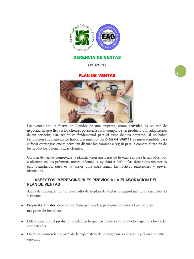 Lectura Plan de Ventas | PDF | Marketing | Business