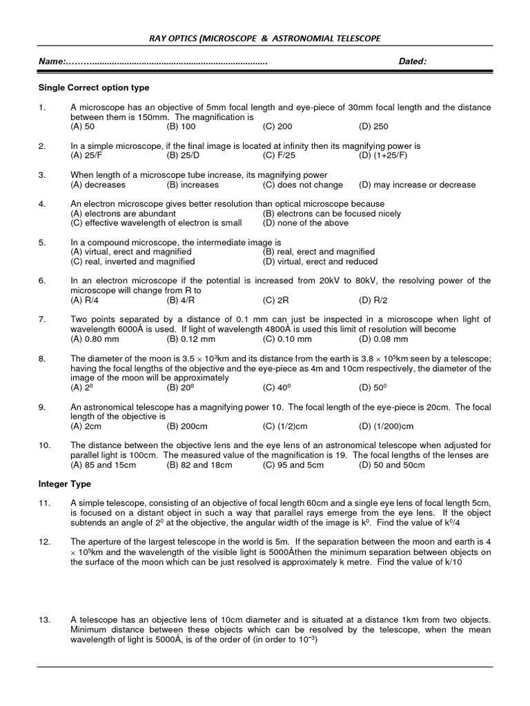 Optical Instruments | PDF | Angular Resolution | Microscope