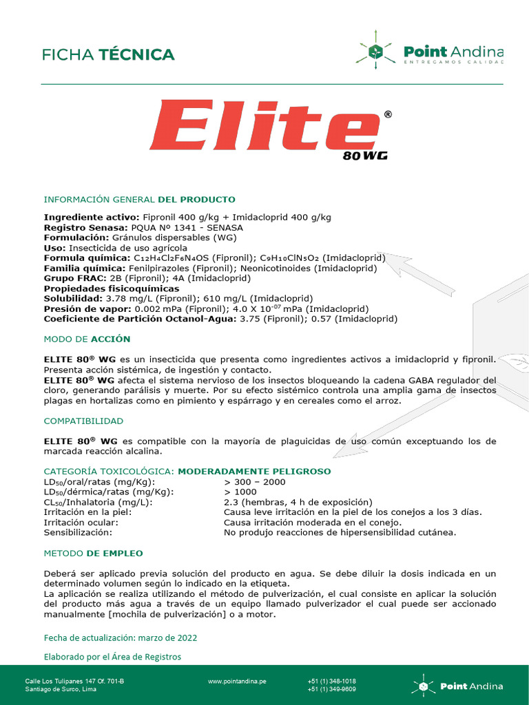 Elite 80 WG Ficha Tecnica | PDF | Toxicología