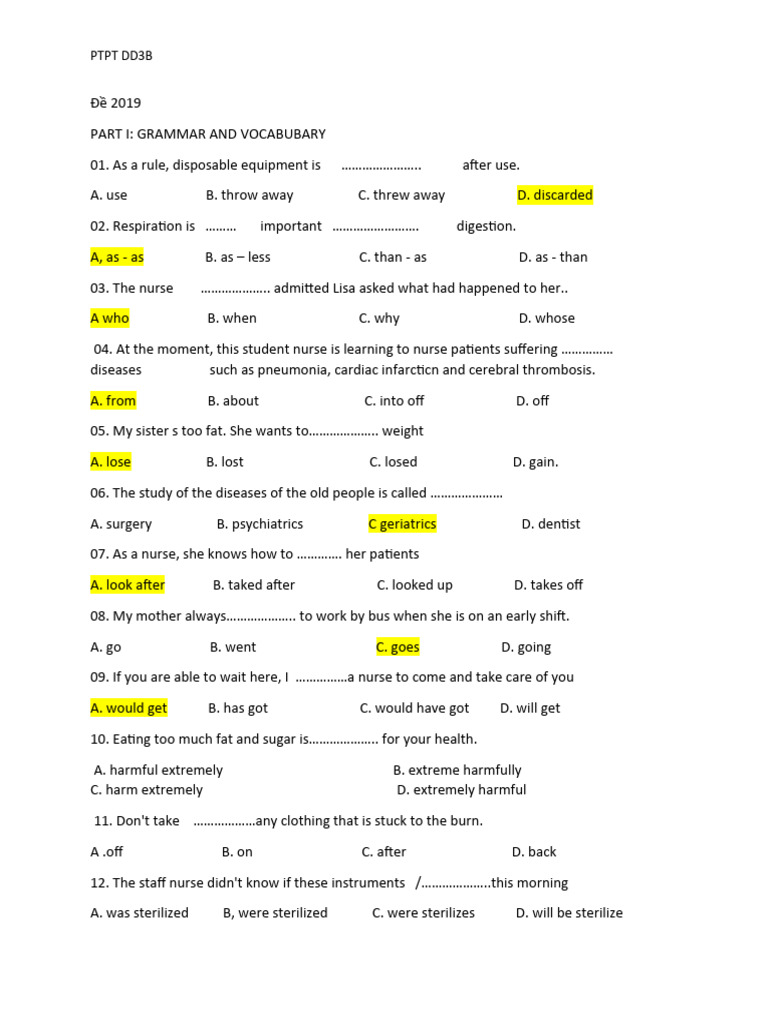 Đề TACN 2019 | PDF | Diabetes | Public Health