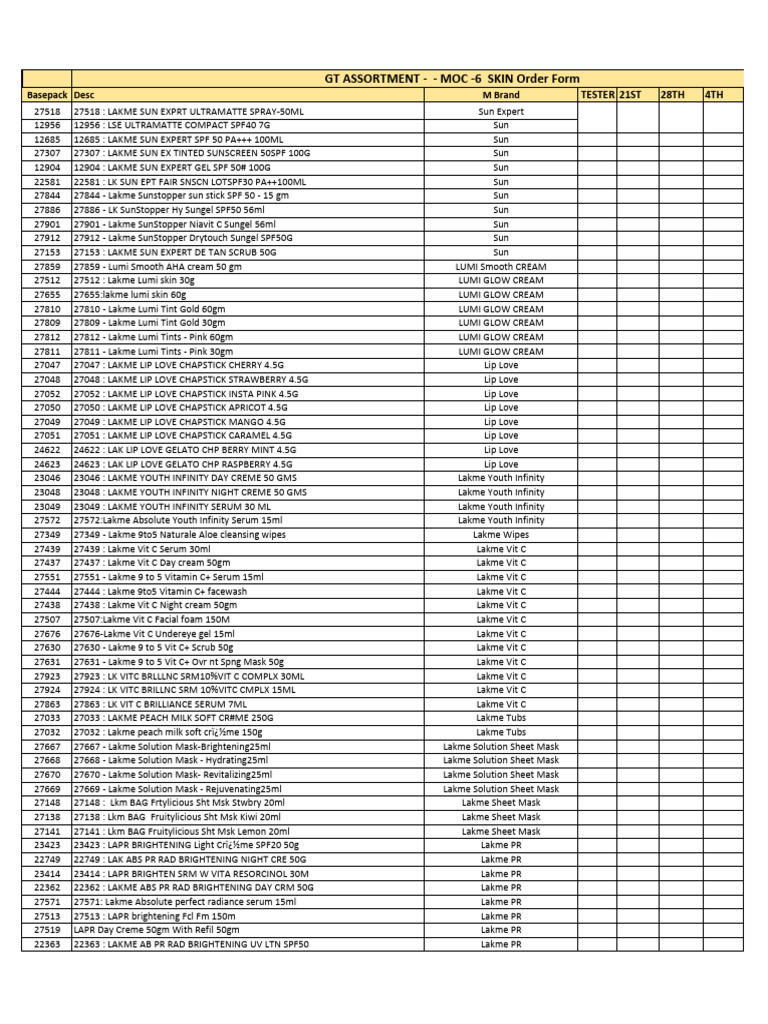 Moc 6 SKIN - PO Form | PDF | Beauty | Cosmetics