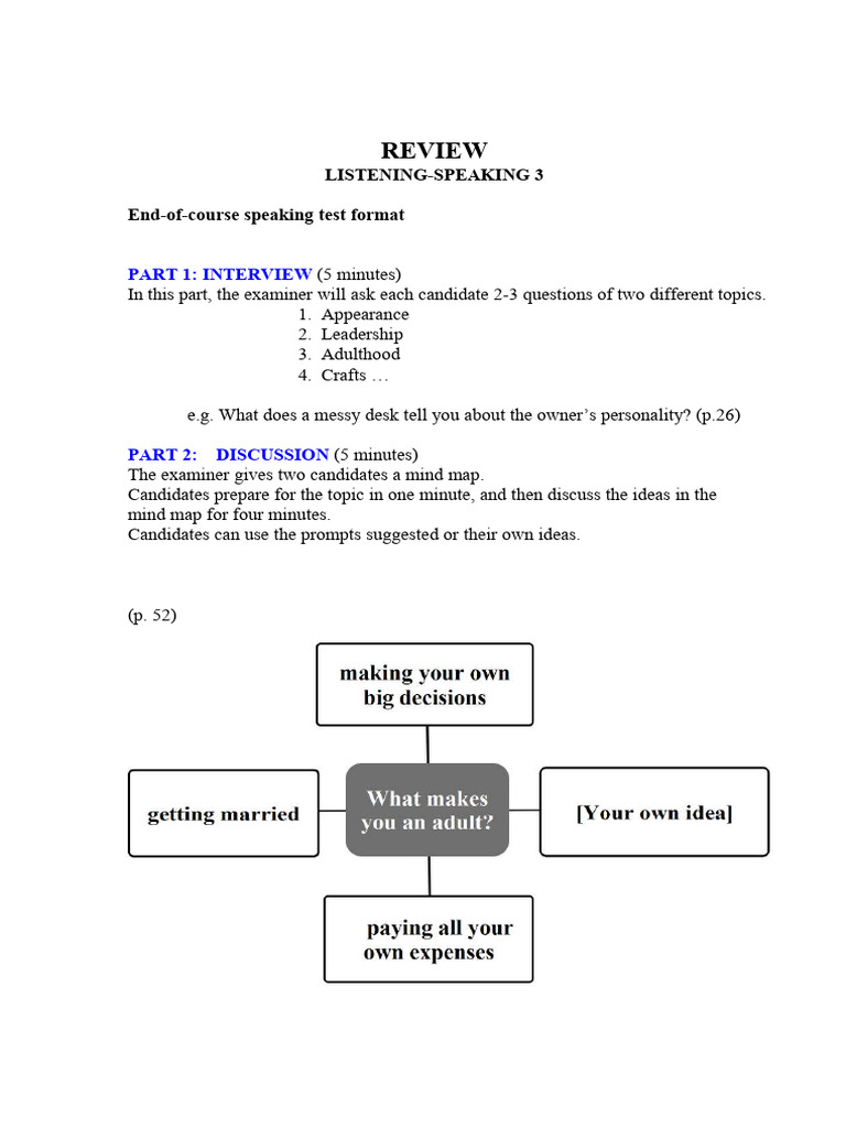 REVIEW For Listening-Speaking 3 Revised | PDF | Career & Growth ...