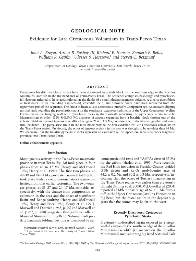 Late Cretaceous Volcanism in Texas | PDF | Igneous Rock | Basalt