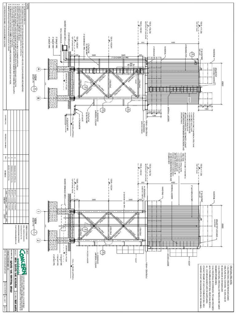 Elevated Water Tank Drawing - 003 | PDF
