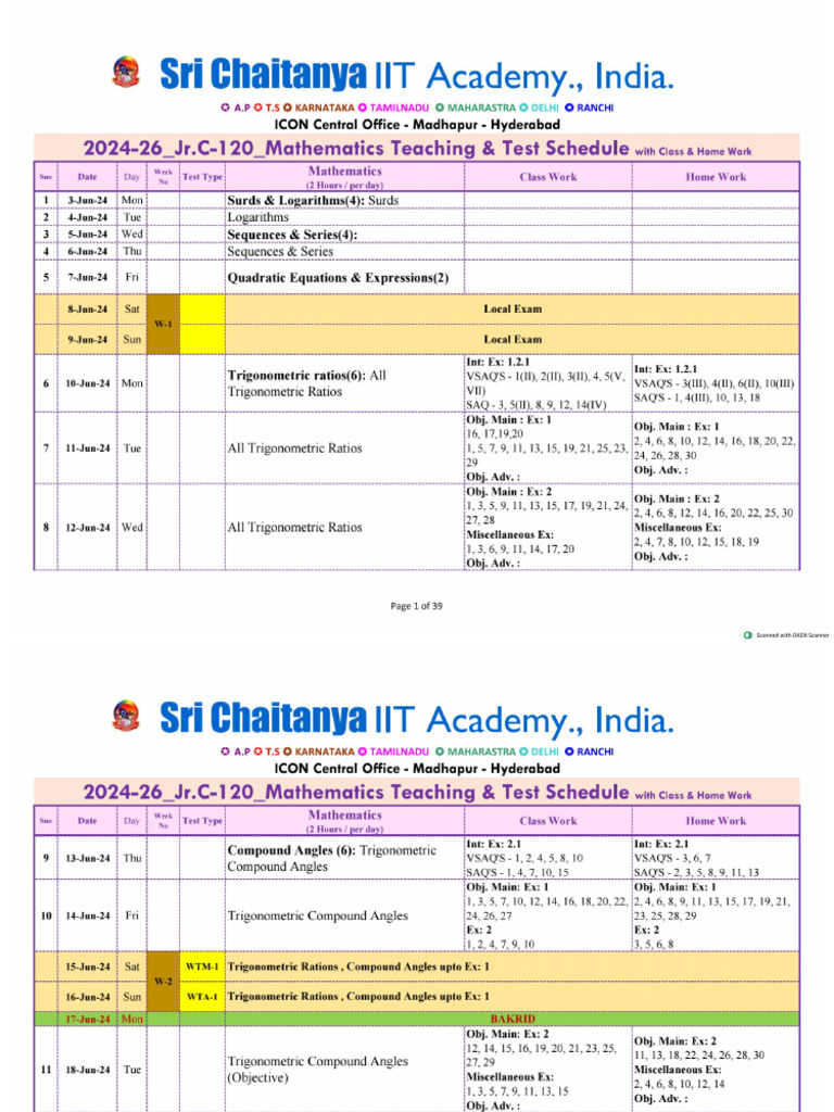2024 26 Jr C 120 Mathematics Teaching Test Schedule With Class Home