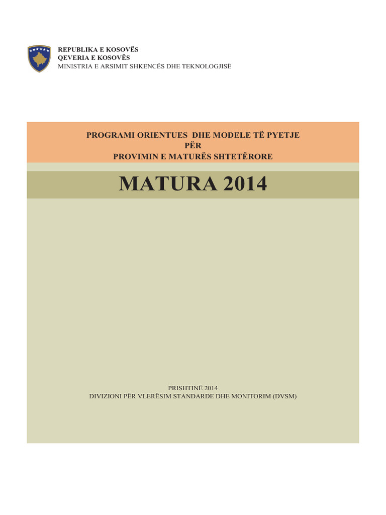 MATURA Modele-Te-Pyetje-Per-Provimin-E-Matures-Shteteror - 1 | PDF