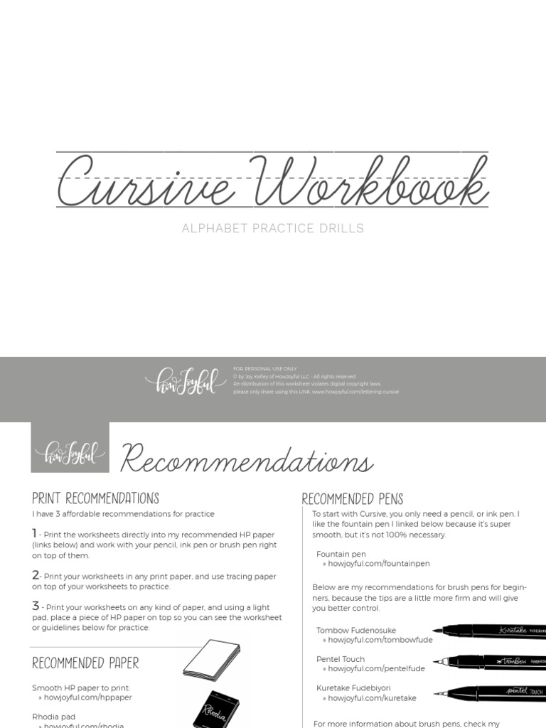 HowJoyful Cursive Workbook | PDF | All Rights Reserved | Writing