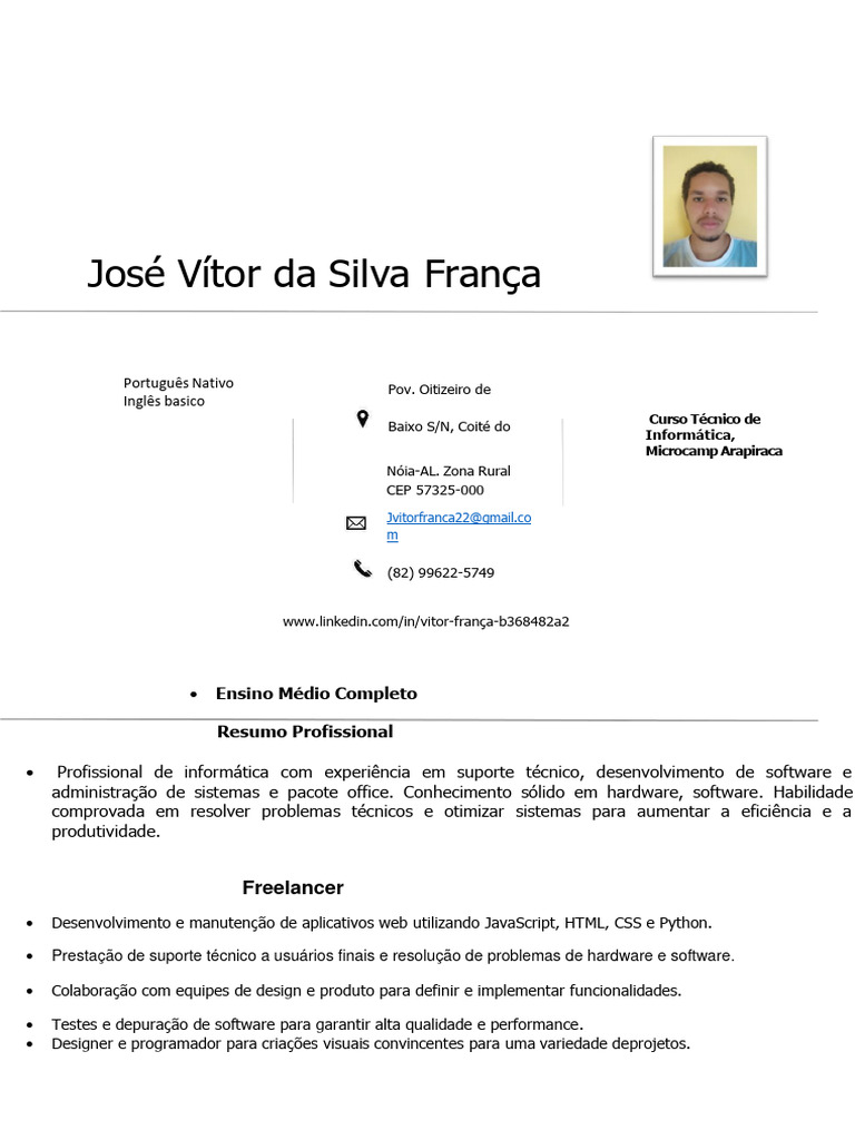Profissional de TI com Suporte e Desenvolvimento | PDF | Programas ...