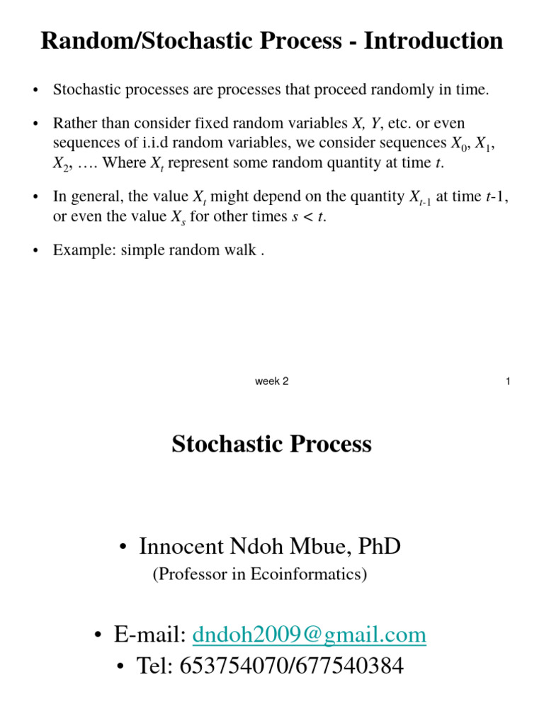 Stochastic Processes - Lecture - 2024 | PDF | Stochastic Process | Stationary Process