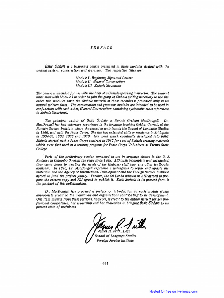 FSI - Sinhala Basic Course - Module 1 - Student Text | PDF