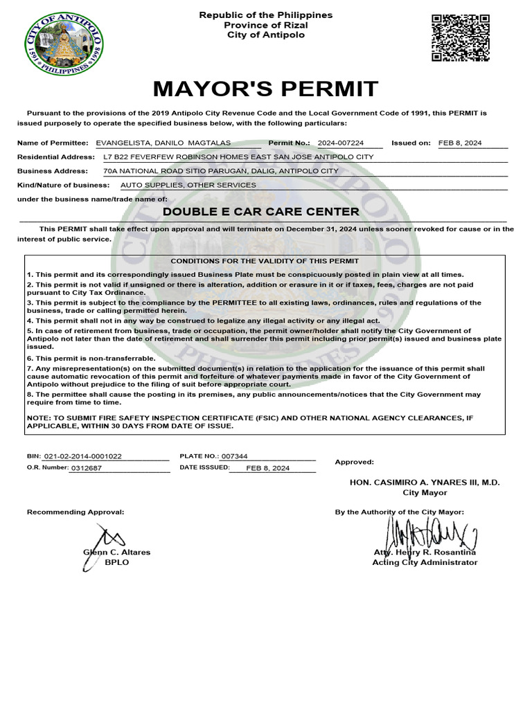 Mayors Permit Antipolo 2024 | PDF | Government | Justice