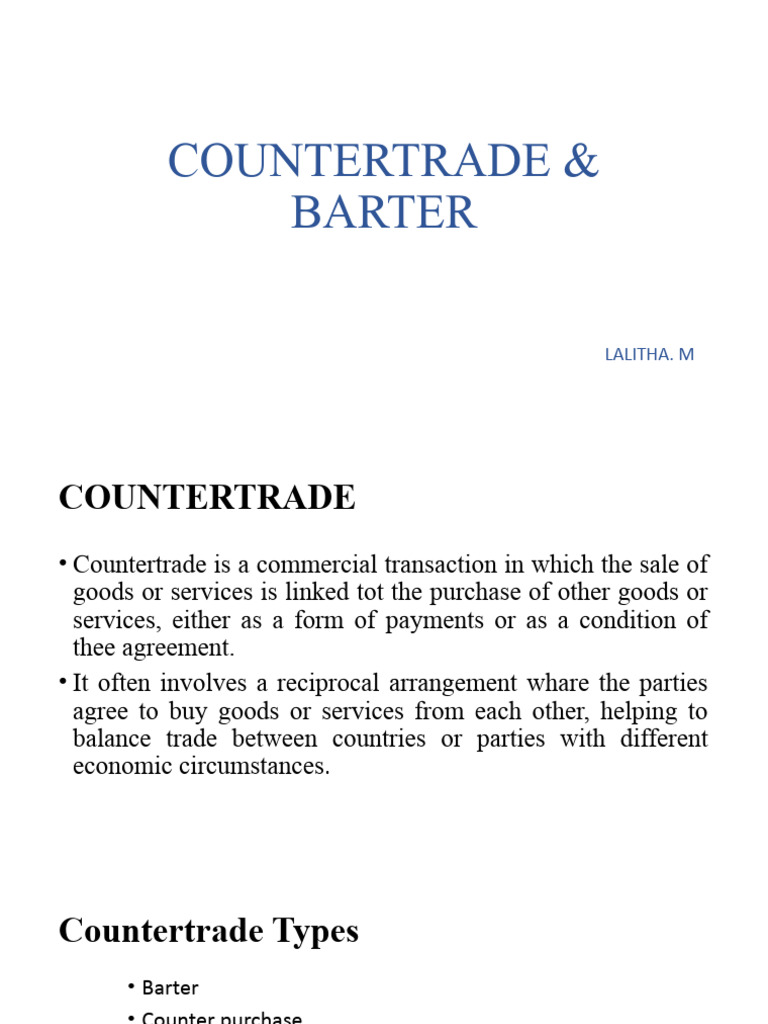 Countertrade & Barter | PDF | Business | Law