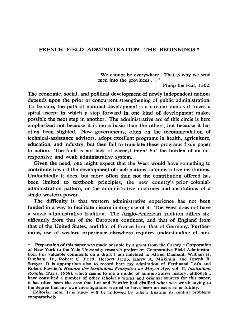 1962 - Fesler - French Field Administration, The Beginnings | PDF | France