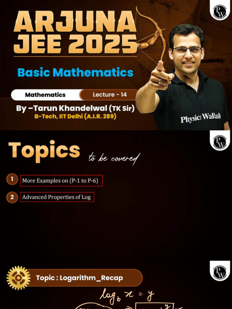 Basic Mathematics 14 - Class Notes - Arjuna JEE 2025 | PDF