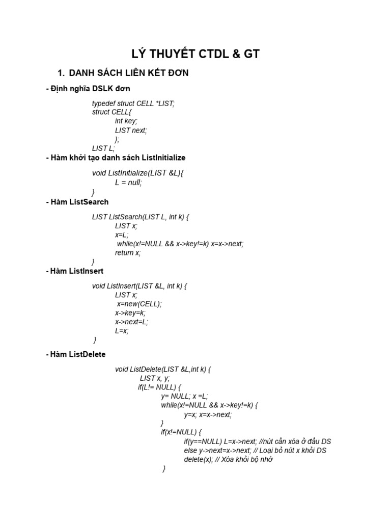 LÝ THUYẾT CTDL | PDF