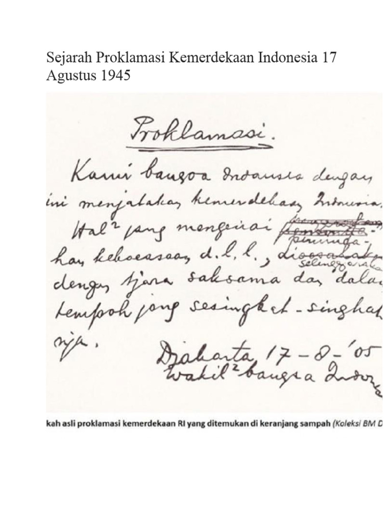 Sejarah Proklamasi Kemerdekaan Indonesia 17 Agustus 1945 | PDF