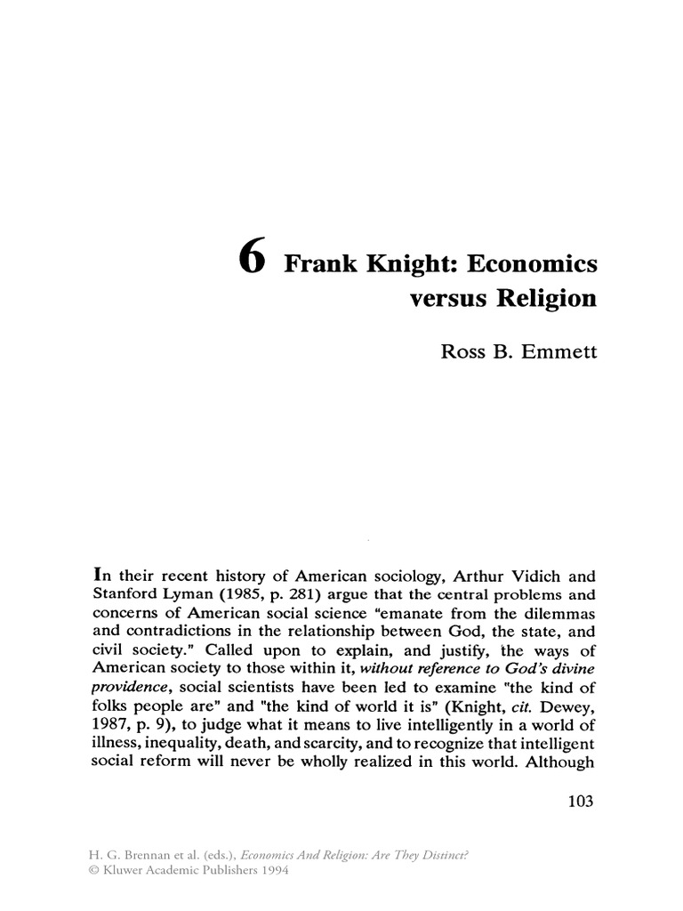 Frank Knight Religion | PDF | Economics | Rationality