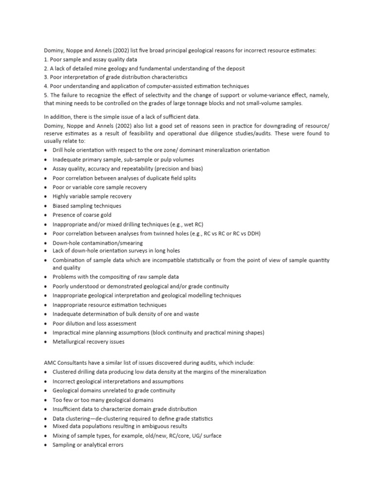 Sources of Errors in Block Models | Download Free PDF | Sampling ...