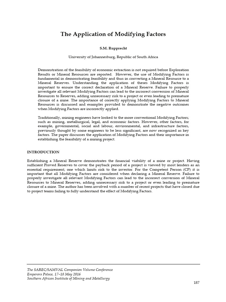 Modifying Factors | PDF | Mining | Prices
