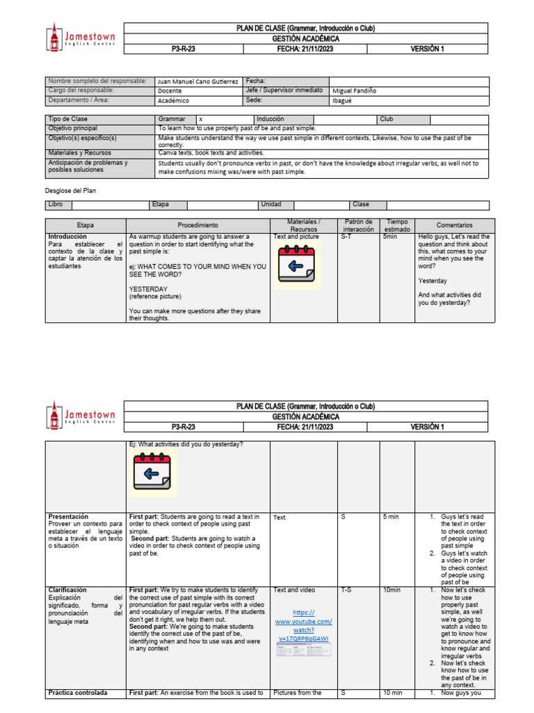 Lesson plan grammar U8 A2 | PDF | Learning | Grammar