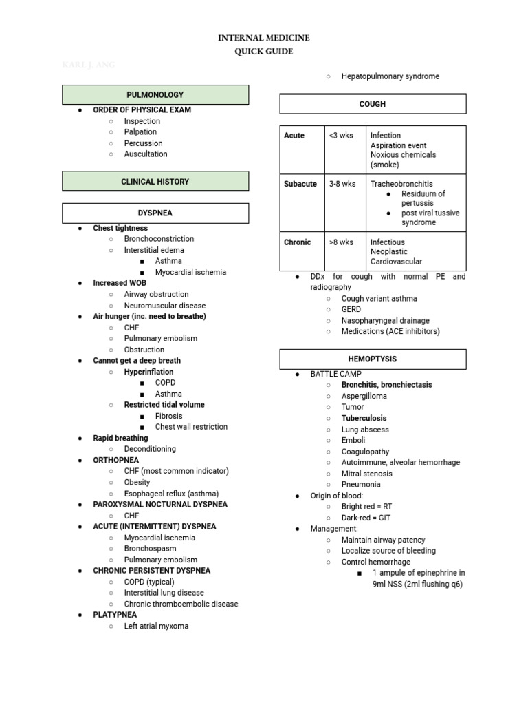 IM QUICK NOTES | Download Free PDF | Respiratory Diseases | Cough
