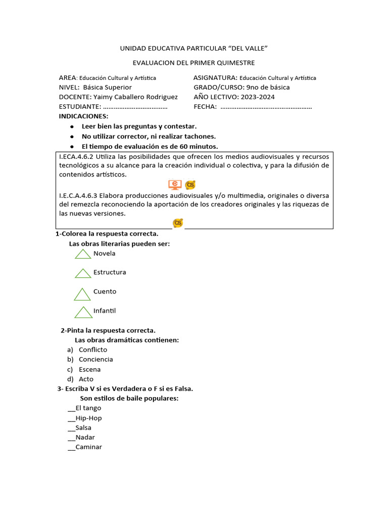 ECA 9NO 2do Q | PDF | Bailes