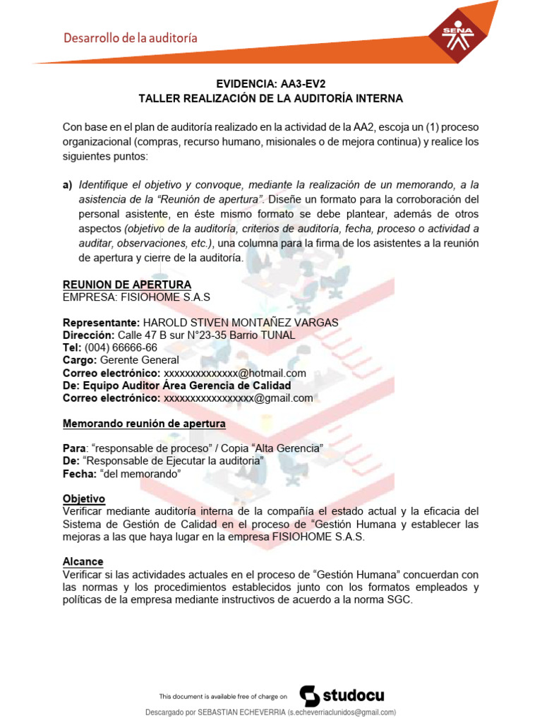 Formato Evidencia Aa3 Ev2 Taller | PDF | Auditoría | Contralor