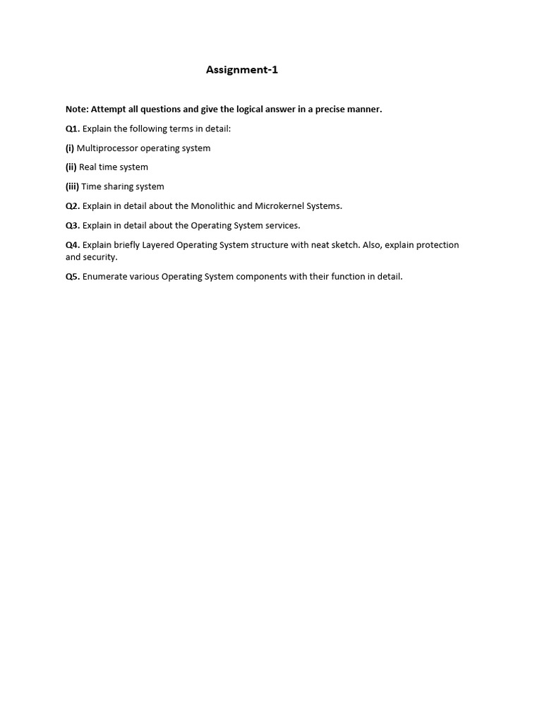 OS Assignment 1 | PDF | Computers | Technology & Engineering