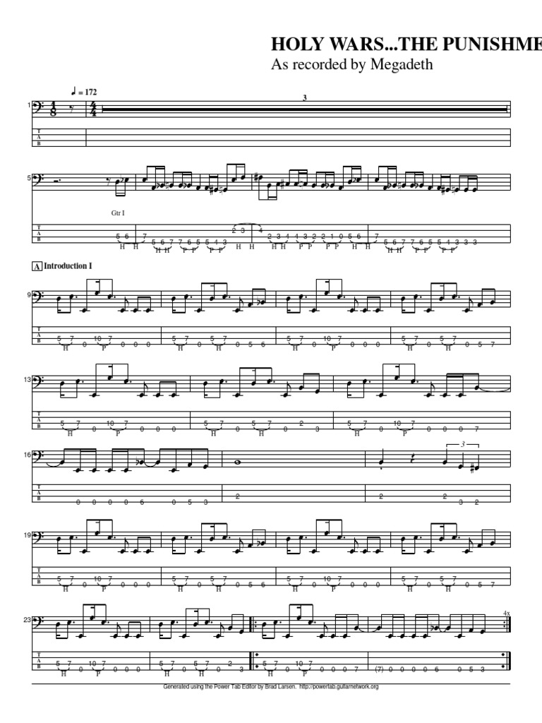 Megadeth - Holy Wars - The Punishment Due Bass | PDF | Songs Written ...