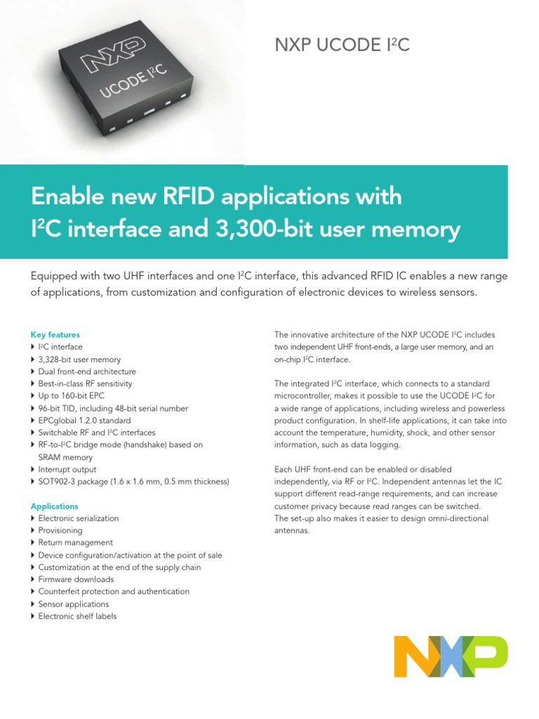 Ucode I2c | PDF | Radio Frequency Identification | Computer Engineering