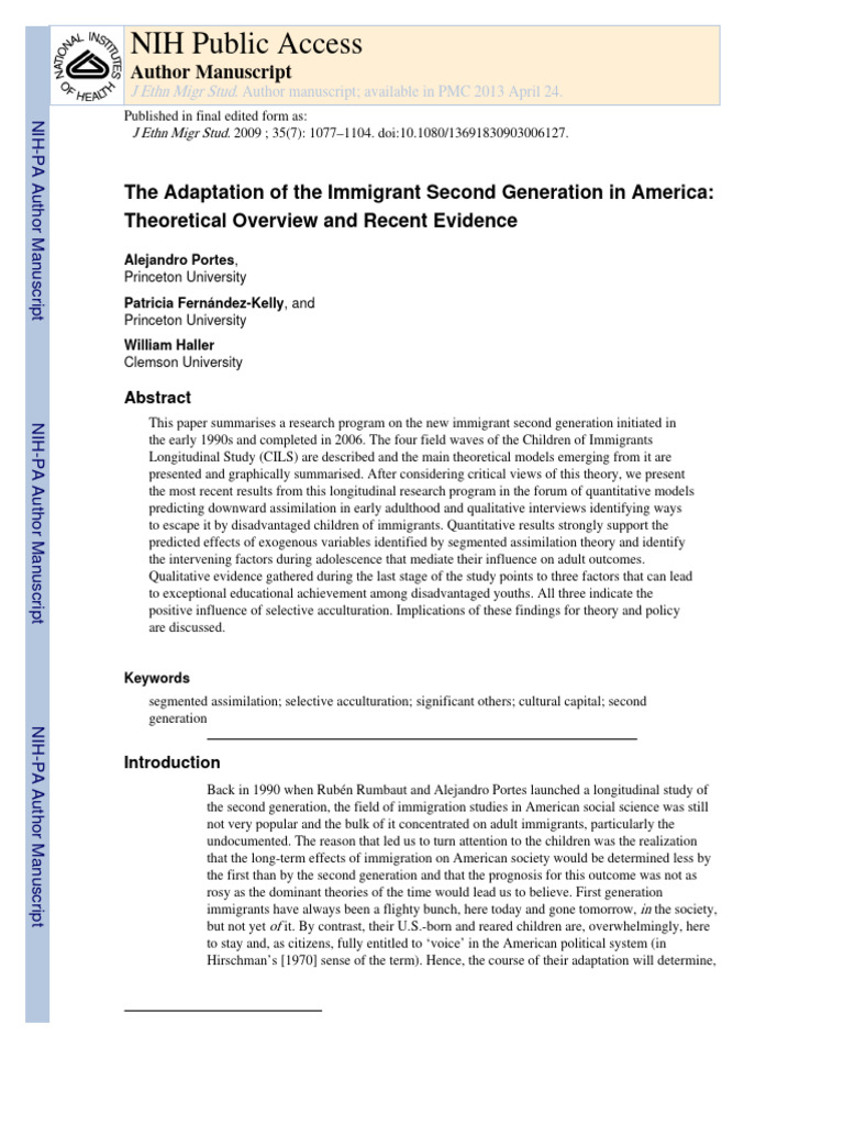 Adaptation of Second Generation | PDF | Cuban Americans | Immigration
