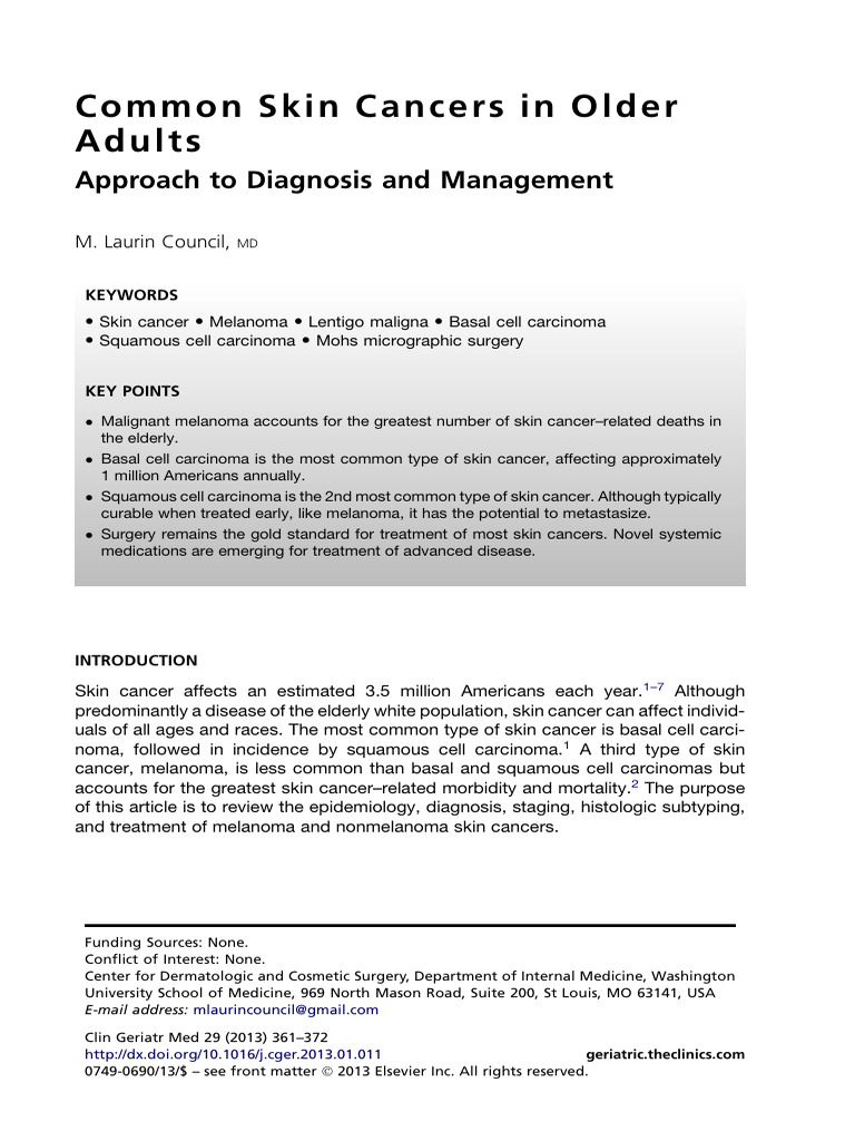 Common Skin Cancers in Older Adults Approach To Diagnosis and ...