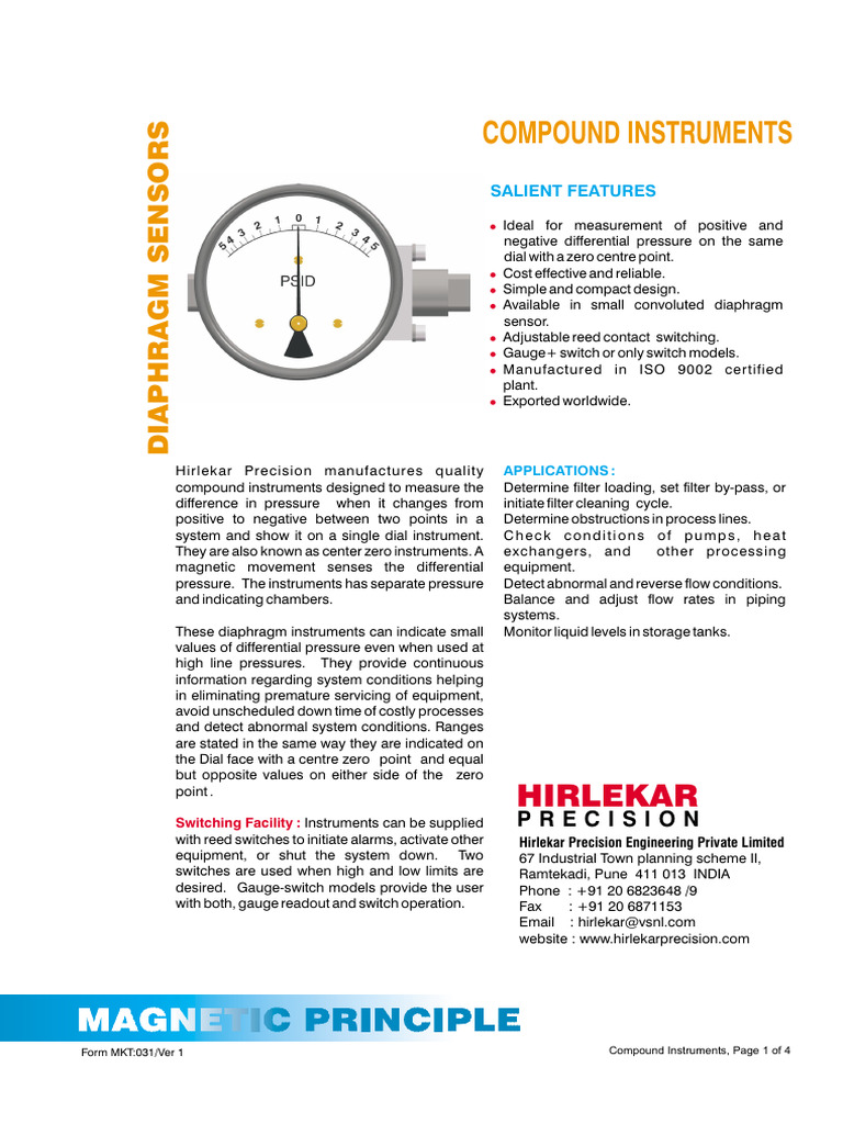 COMPOUND INSTRUMENT Catalogue.. | PDF | Pressure Measurement ...