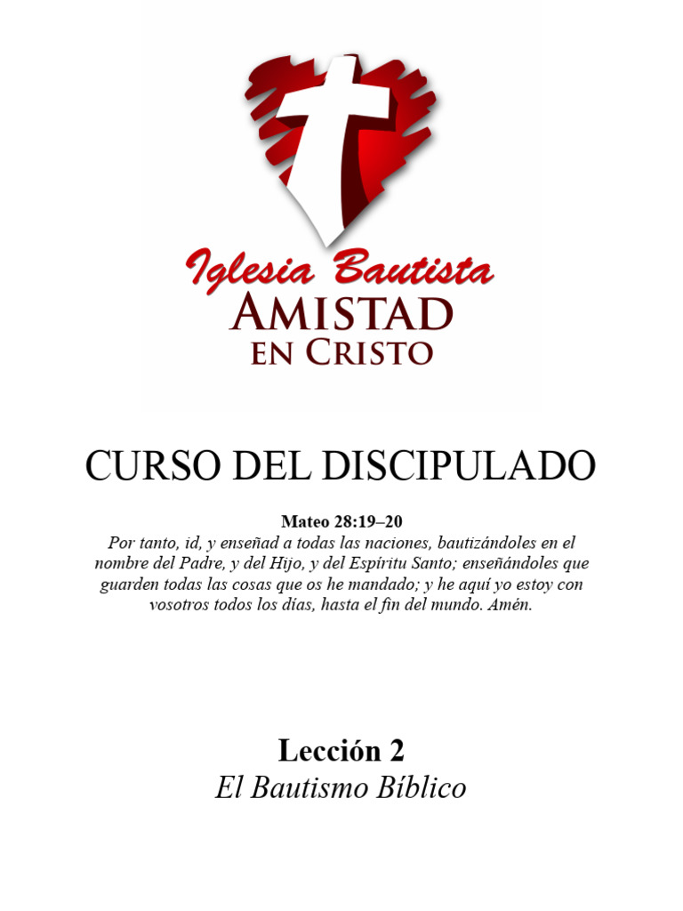 Aec Lección 2 - Curso Del Discipulado - El Bautismo Bíblico | PDF | Bautismo | Cristo (título)