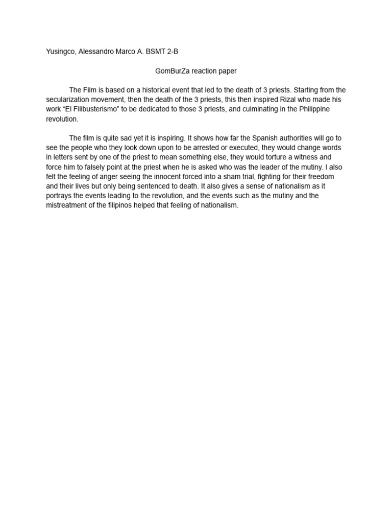GomBurZa Film Reaction Paper Analysis | PDF | Social Science | History