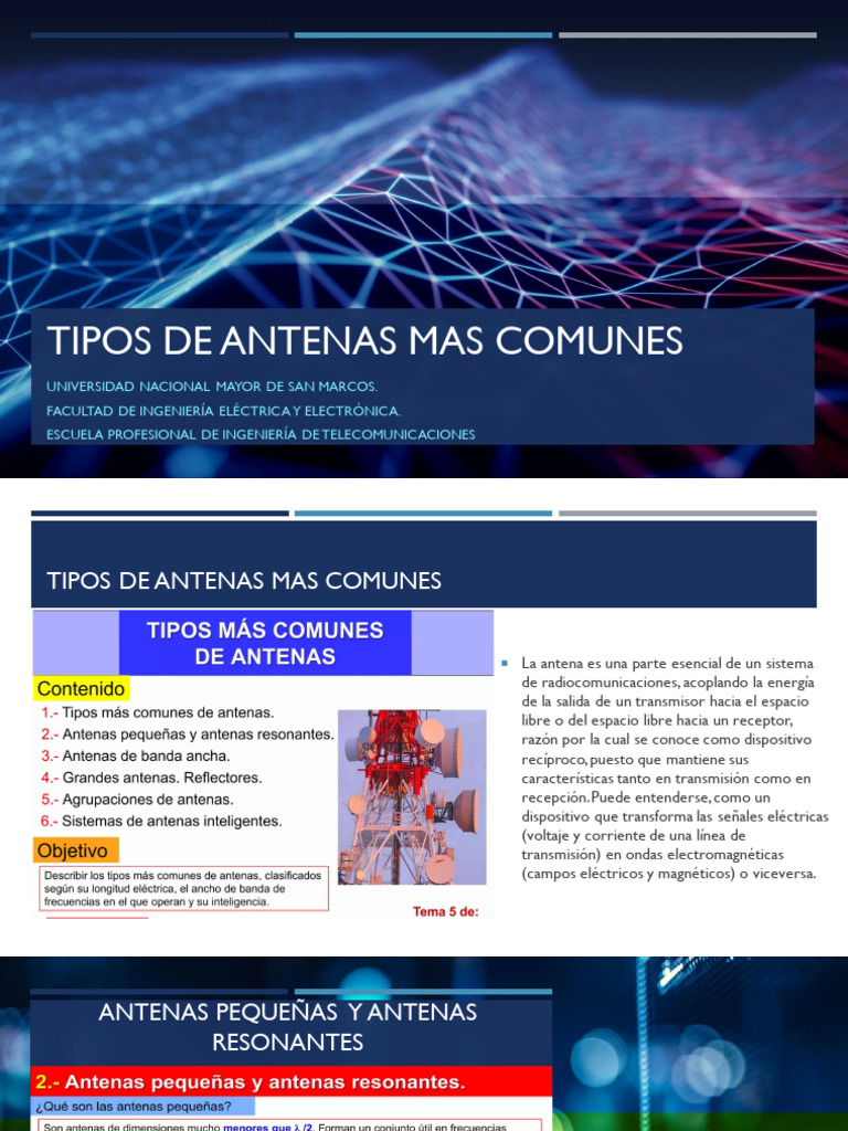 Tipos Comunes de Antenas en Telecomunicaciones | PDF