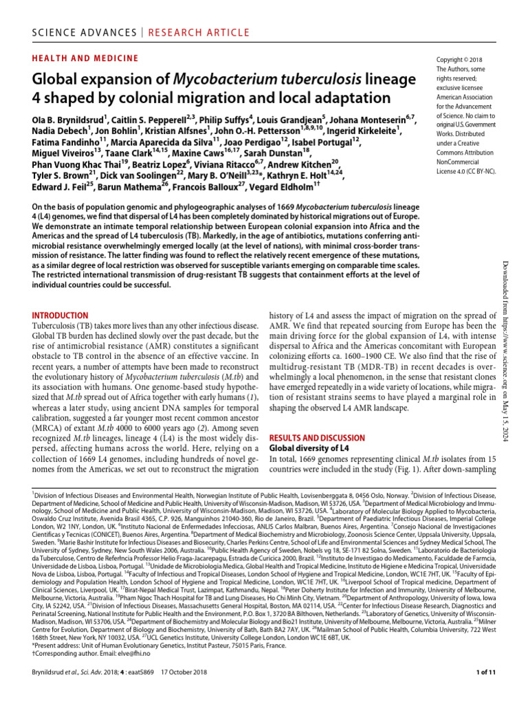 Sciadv Aat5869 | PDF | Tuberculosis | Antimicrobial Resistance